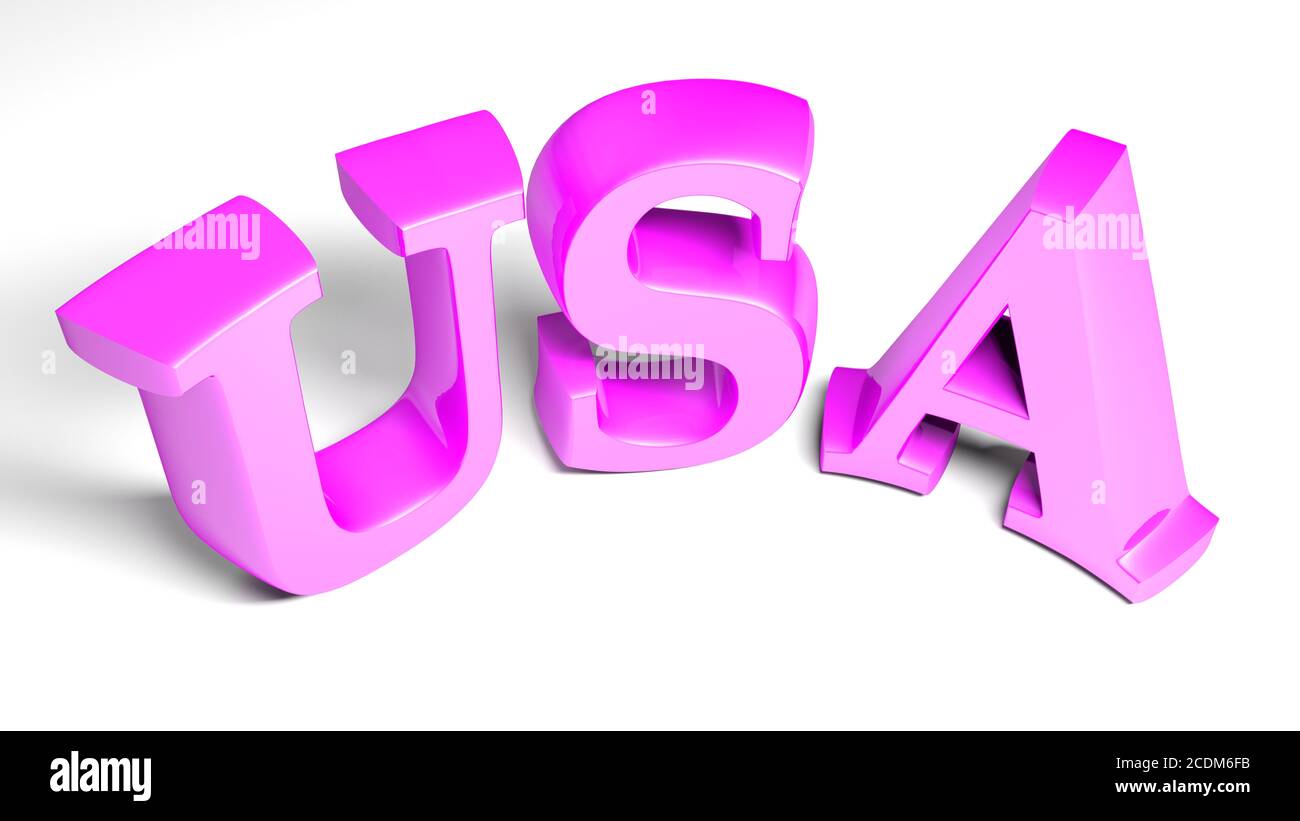 USA pink write on white background - 3D illustration Stock Photo - Alamy