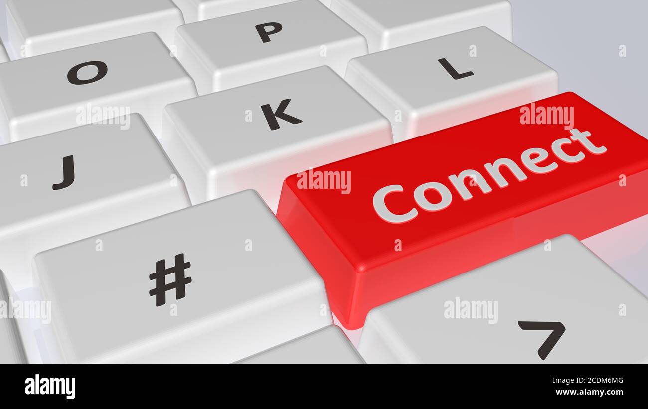 Red Connect button in a computer keyboard Stock Photo - Alamy