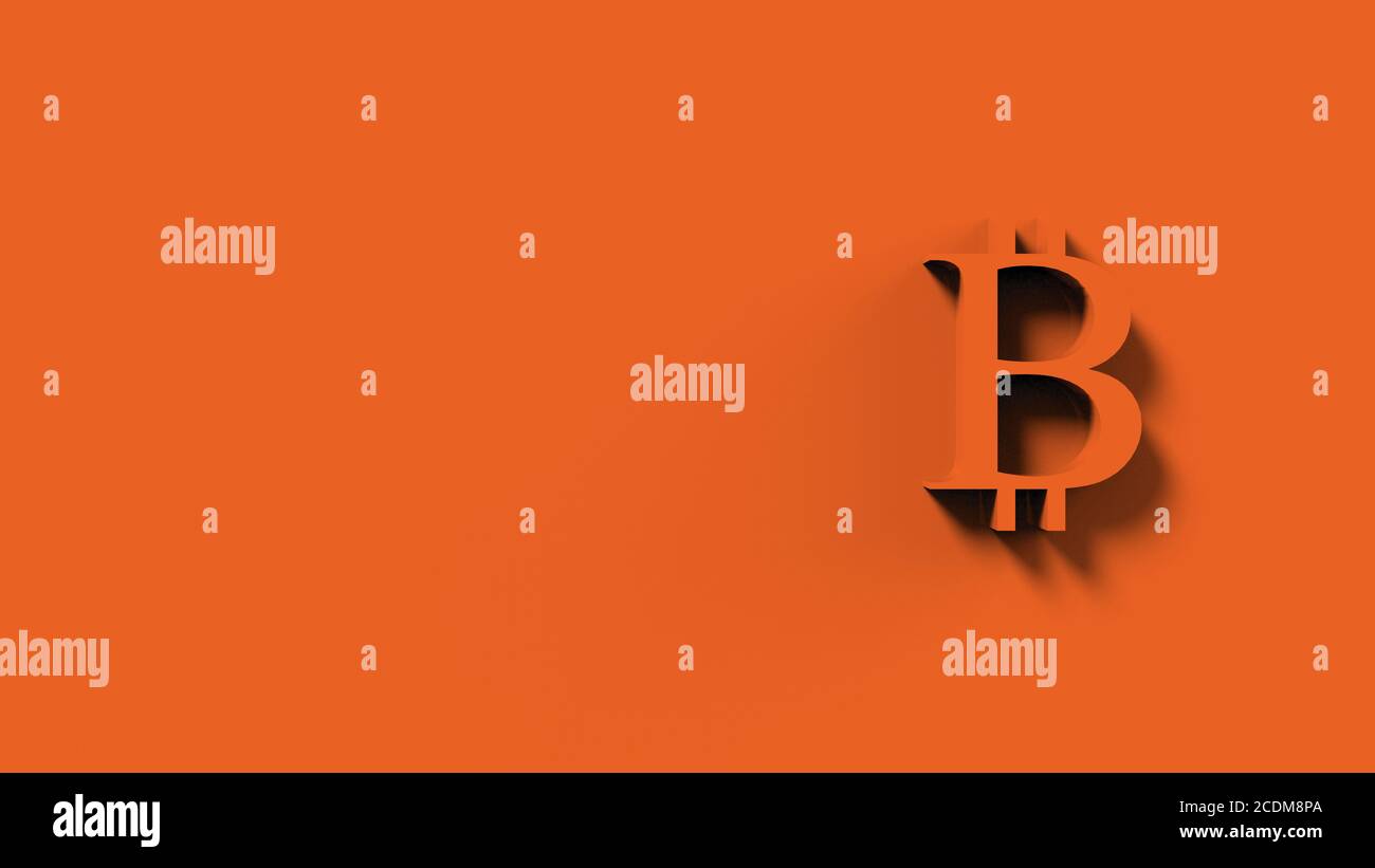 Orange bitcoin gold sign icon Isolated with color background. 3d render ...