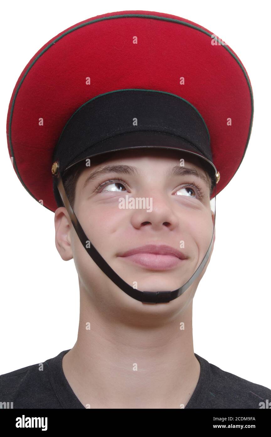 cute boy in the military cap Stock Photo - Alamy
