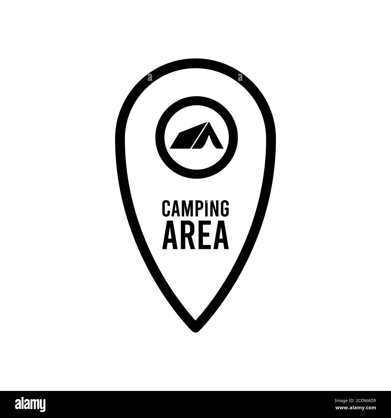 CAMPING ZONE sign. Camping place sign isolated on white . Vertical ...