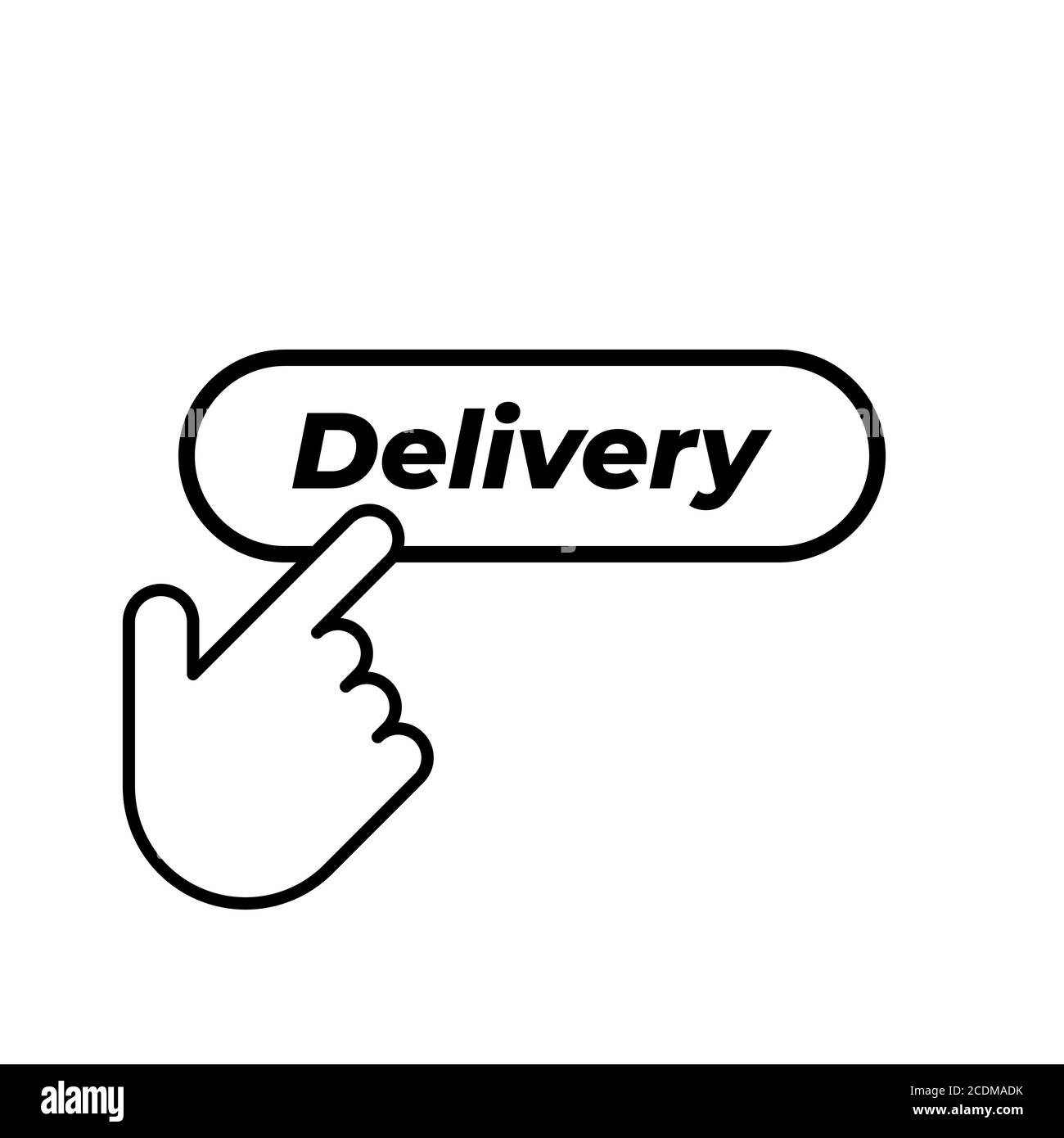 Hand click on Delivery Button icon in trendy outline style design ...