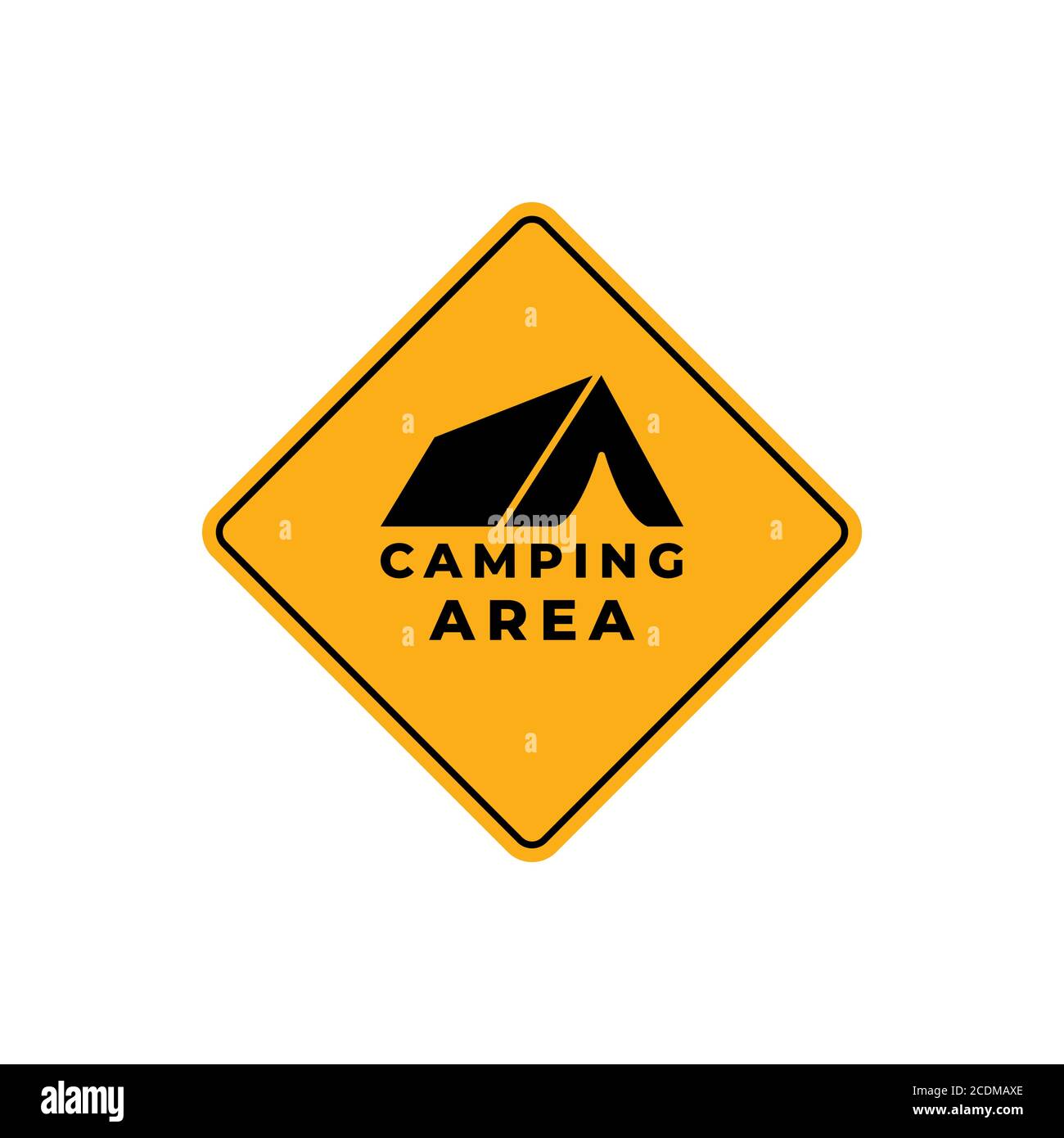 CAMPING ZONE sign. Camping place sign isolated on white . Vertical ...