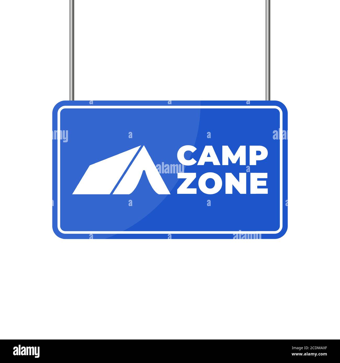 CAMPING ZONE sign. Camping place sign isolated on white . Vertical ...