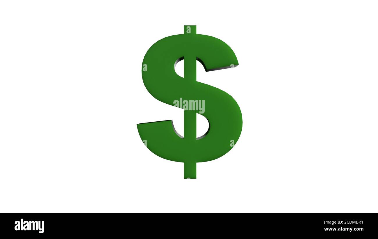Dollar Sign green Isolated with cyan background. 3d render isolated ...
