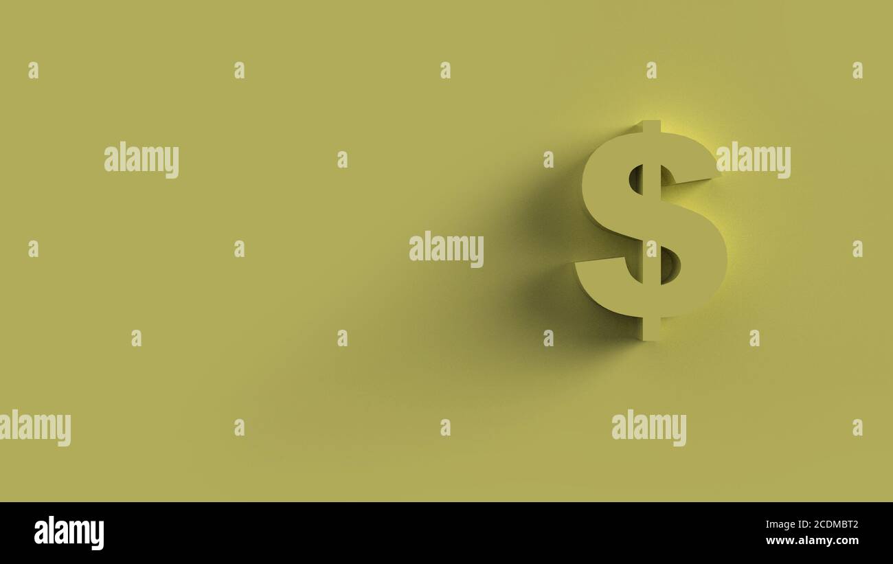Dollar Sign yellow Isolated with mustard background. 3d render isolated ...