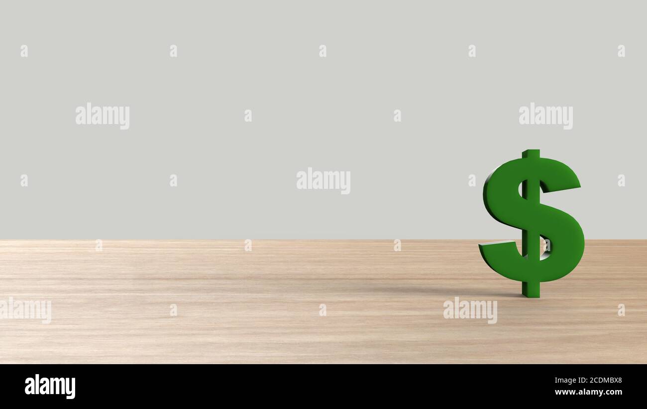 Dollar Sign green Isolated with cyan background. 3d render isolated ...