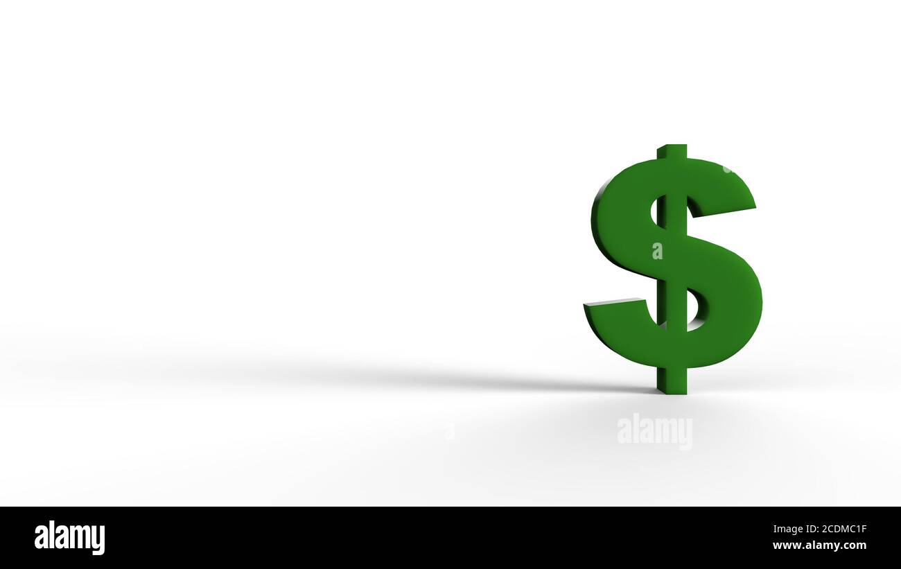 Dollar Sign green Isolated with cyan background. 3d render isolated ...