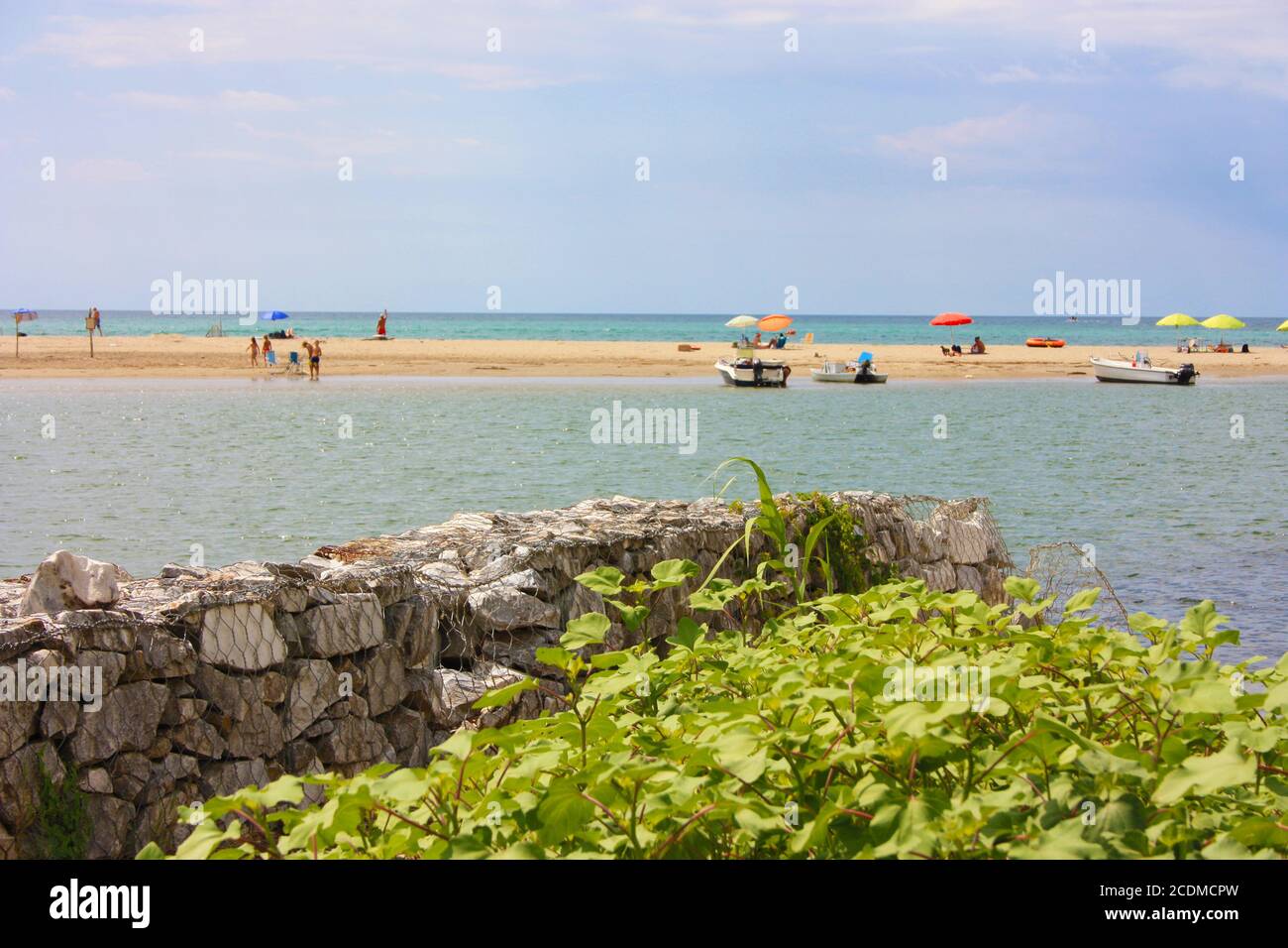 glimpse of sea and river among the nature of marina di pisa in the ...