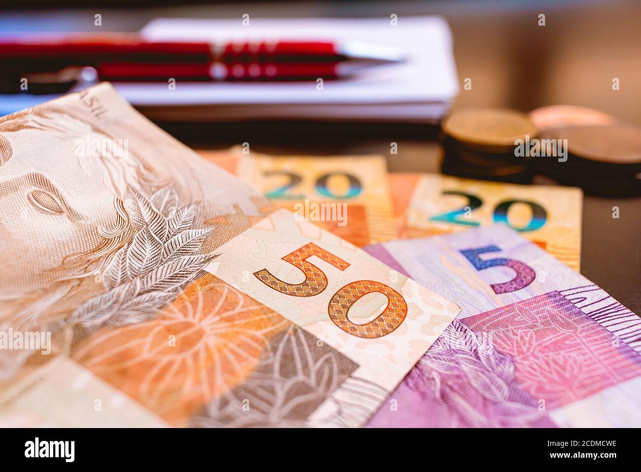 Real currency, money from brazil. Brazilian banknotes and coins ...