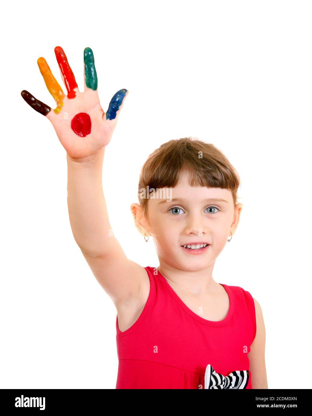 Little Girl with painted Palm Stock Photo - Alamy