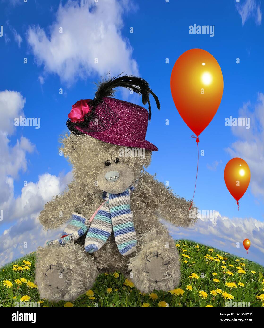 Teddy bear with baloon Stock Photo - Alamy