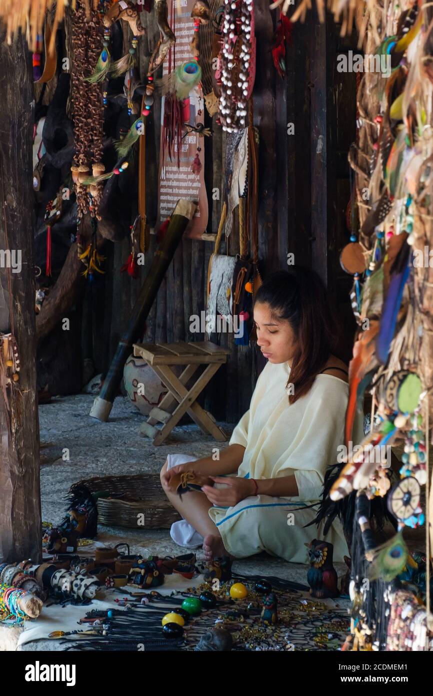 QUINTANA ROO,MEXICO - April 15,2019 : Beautiful young girl making ...
