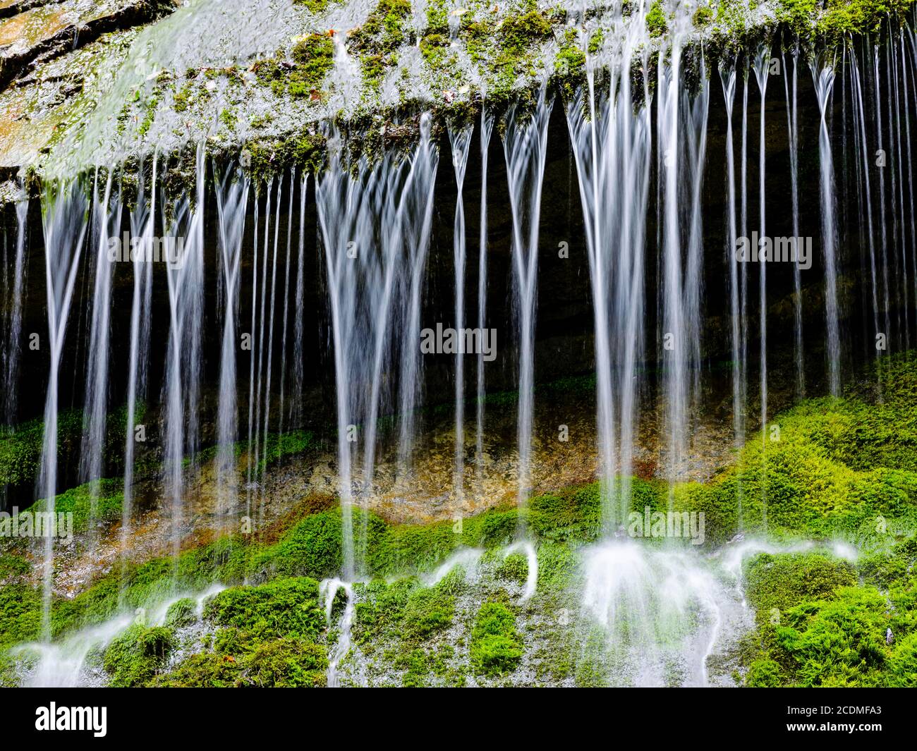Small waterfall with moss, Wimbachklamm, Wimbachtal, Berchtesgaden ...