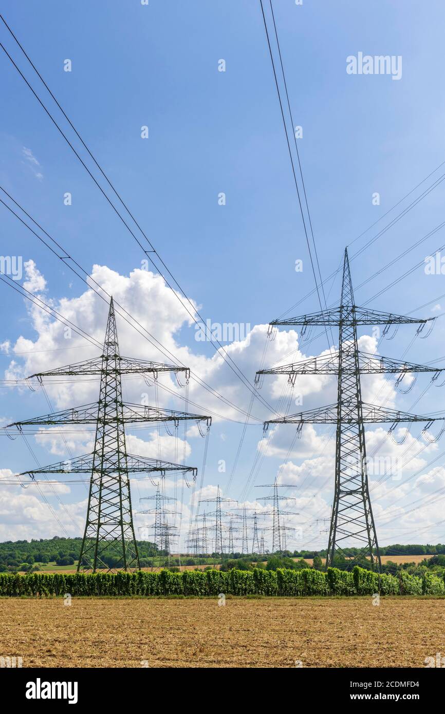Power lines, transmission lines, high voltage pylons, Baden ...