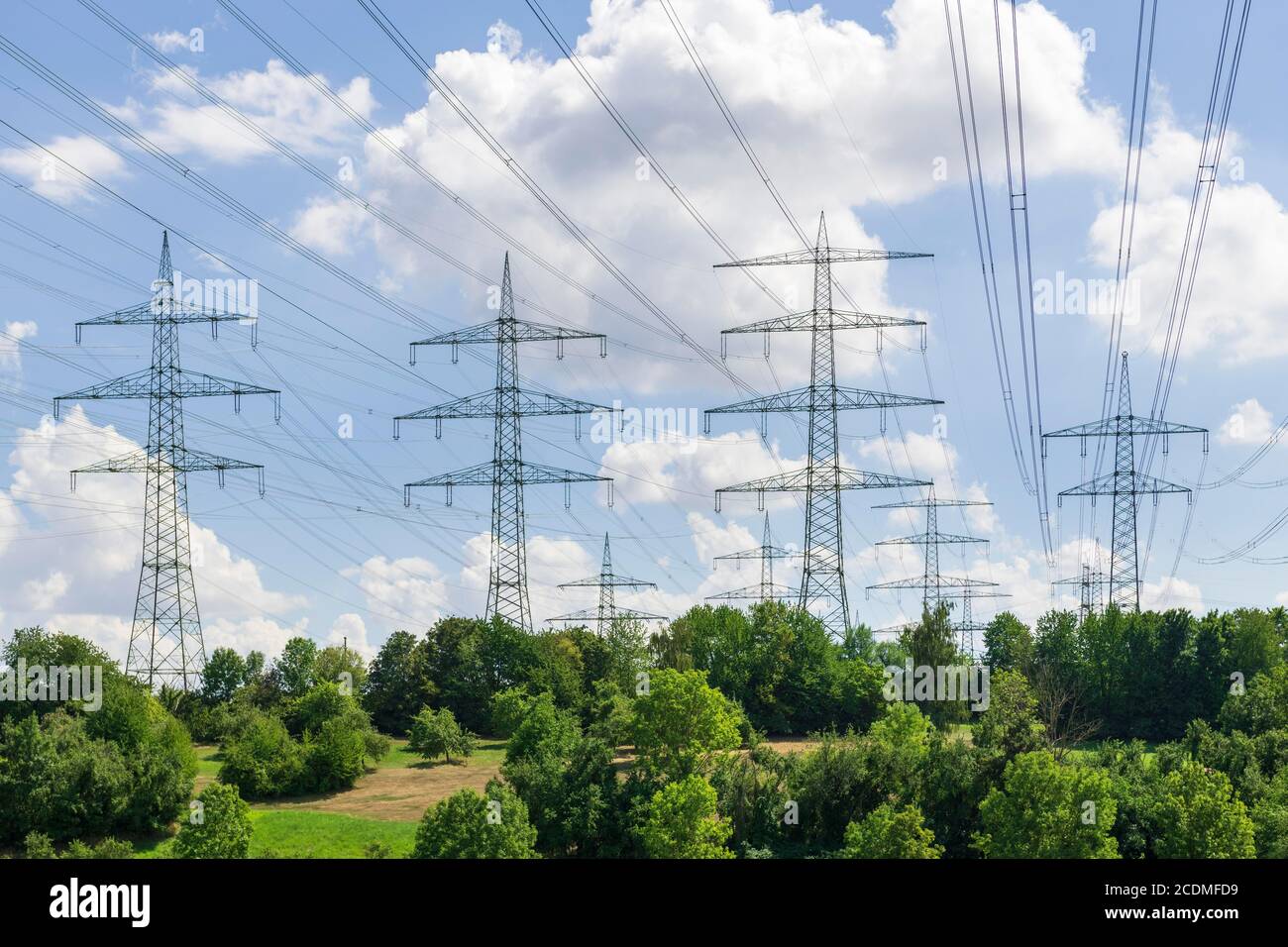 Power lines, transmission lines, high voltage pylons, Baden ...