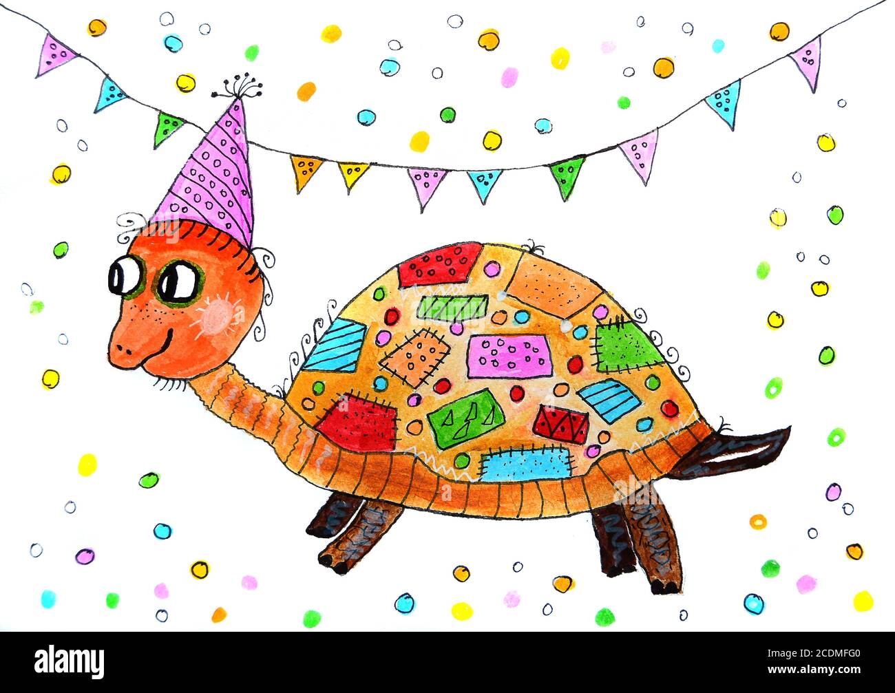 Turtle, carnival motif, naive painting, Germany Stock Photo - Alamy