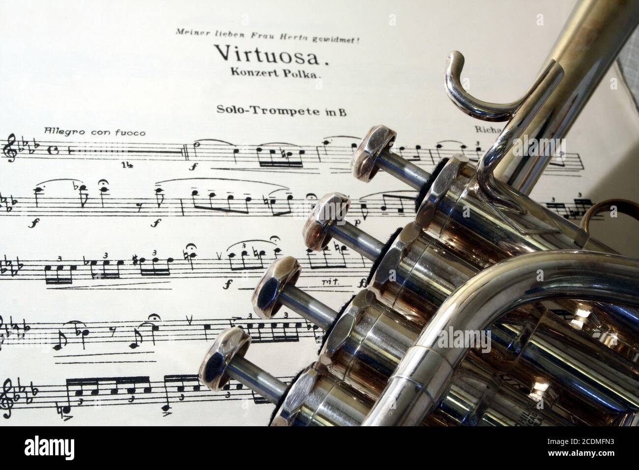 trumpet and notes Stock Photo - Alamy