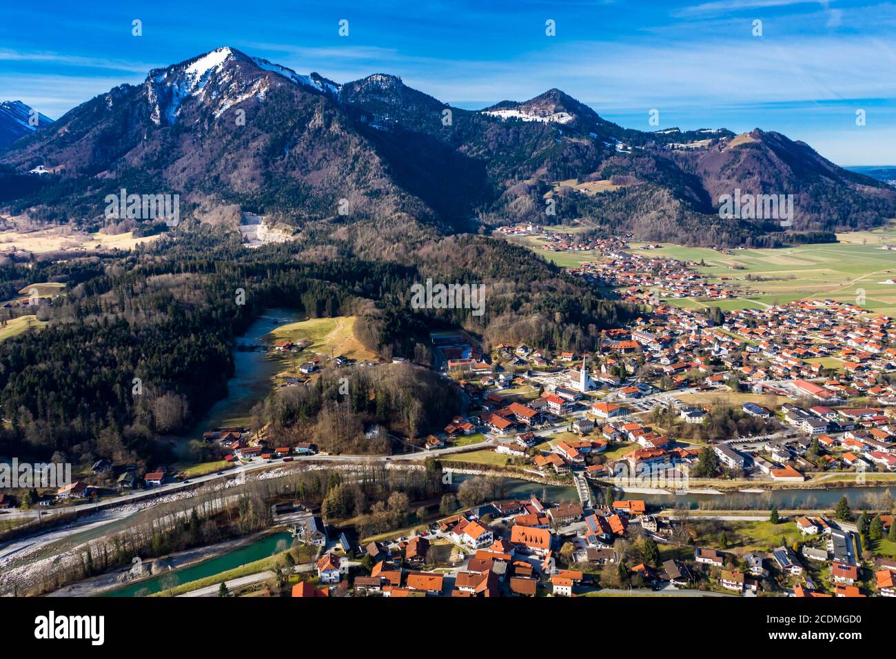 Aerial view, Tiroler Achen, Marquartstein Upper Bavarian district of ...