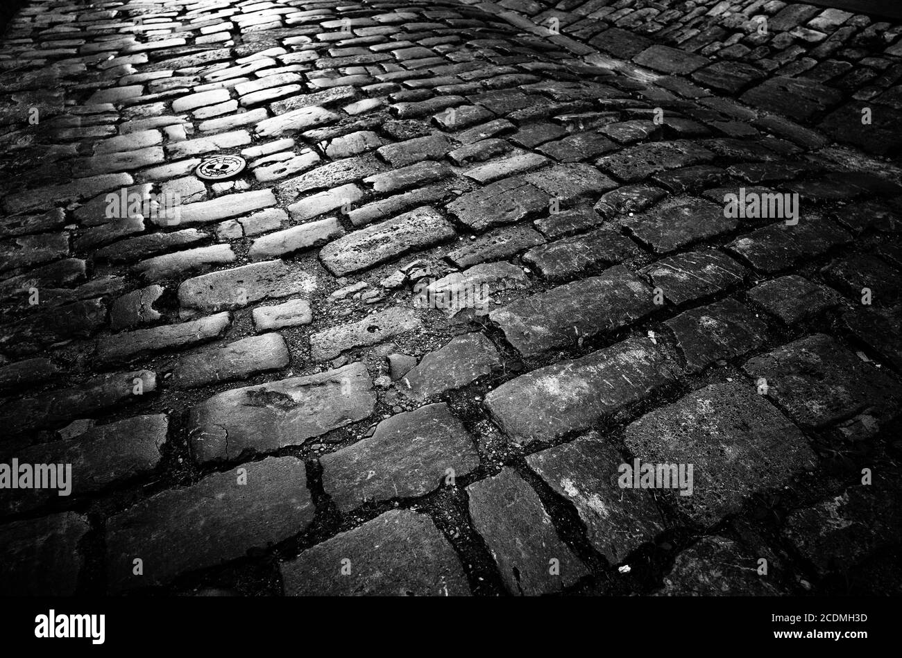 Cobblestone pavement, Rothenburg ob der Tauber, Franconia, Bavaria ...
