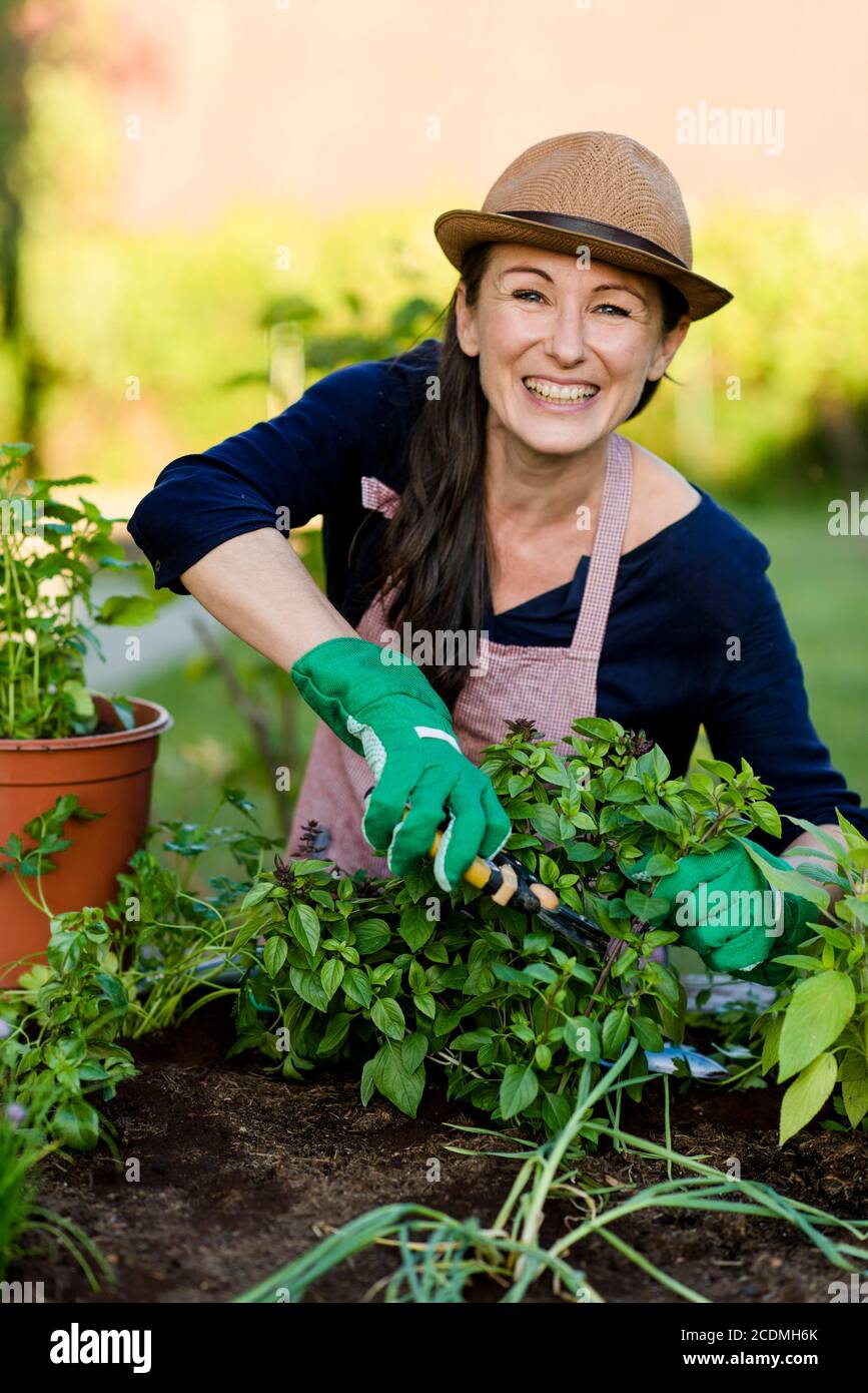 Woman doing gardening on a raised bed hi-res stock photography and ...