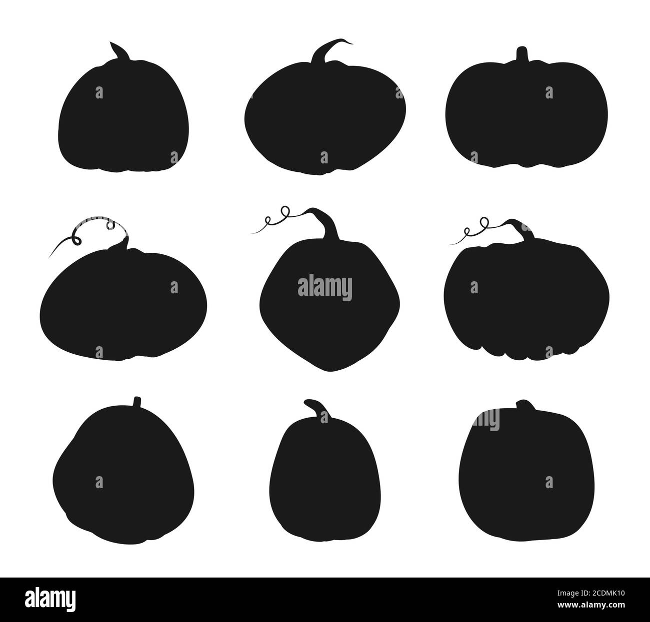 Autumn pumpkin black silhouette icon set. Symbol Thanksgiving and ...