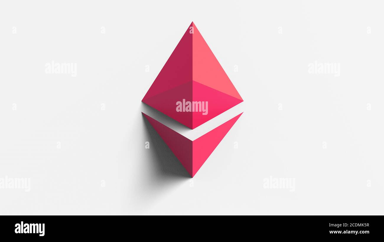 Red Ethereum gold sign icon Isolated with white background. 3d render ...