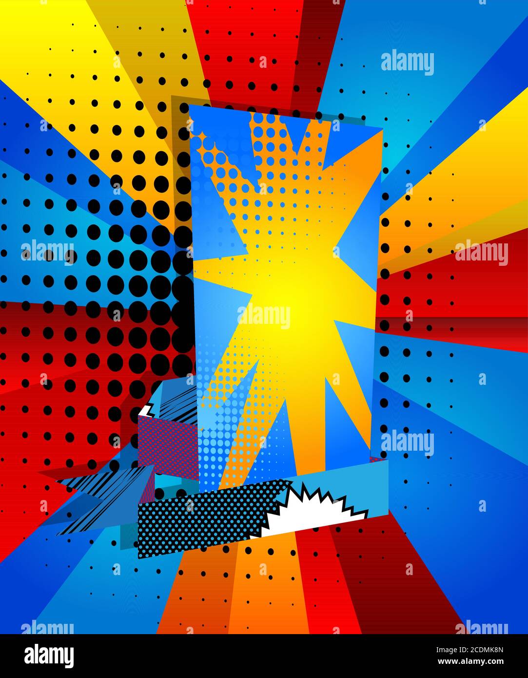 Comic book design colored background with banner and ribbon. Cartoon ...