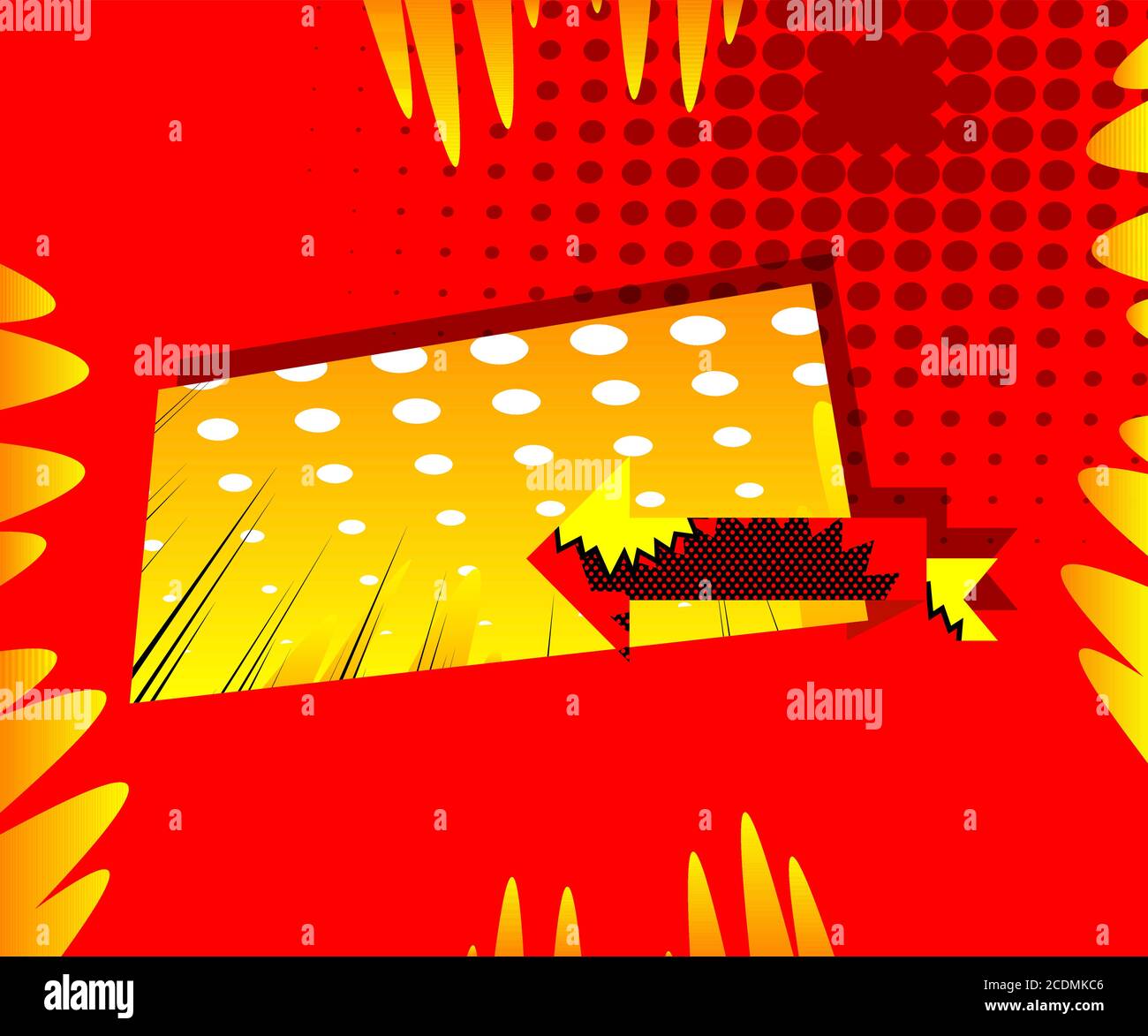 Comic book design colored background with banner and ribbon. Cartoon ...