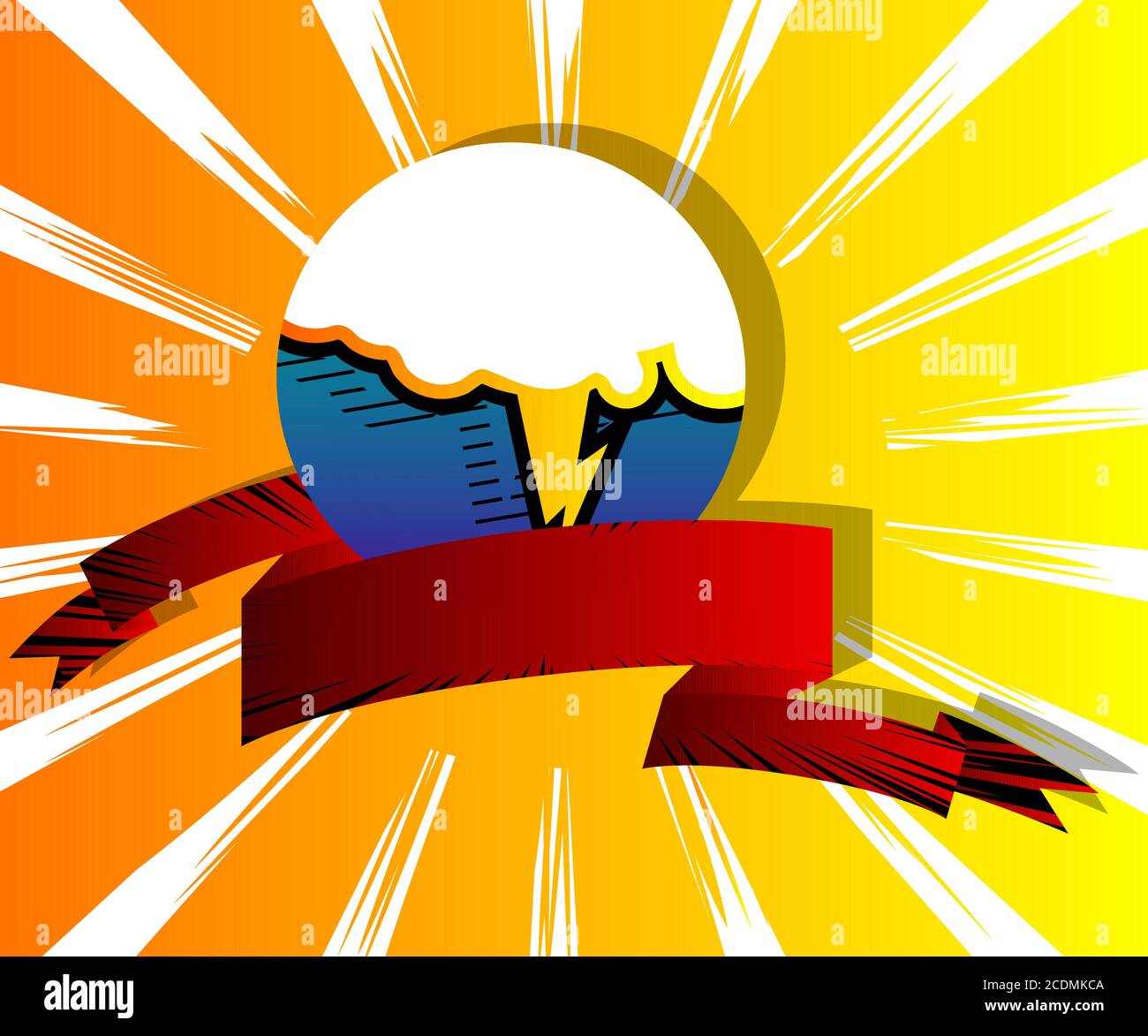 Comic book design colored background with banner and ribbon. Cartoon ...