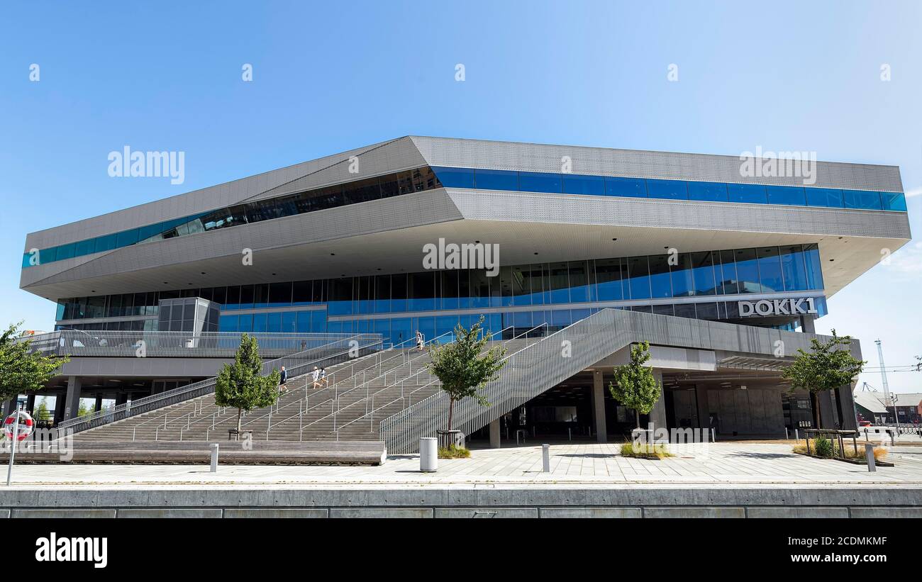 Modern polygonal cultural centre and library Dokk1, Dokken with large ...