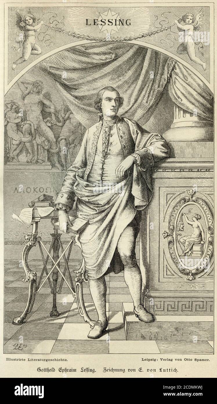 Gotthold Ephraim Lessing, Historical illustration from Otto von Leixner ...