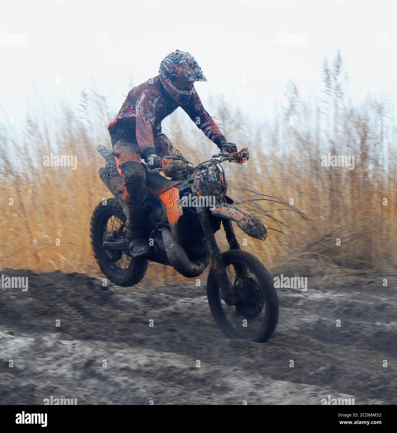 Off-road rider is jumping Stock Photo - Alamy