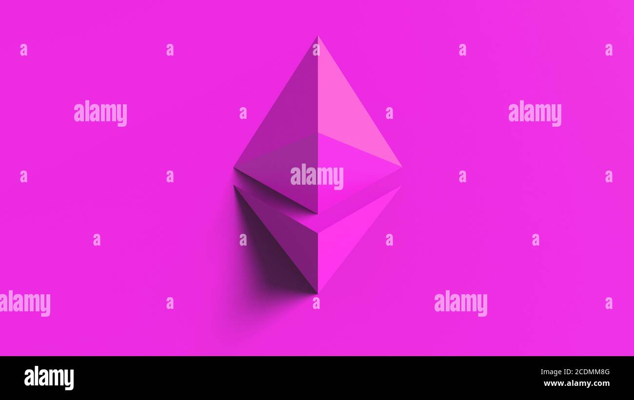 Purple Ethereum gold sign icon with colored background. 3d render ...