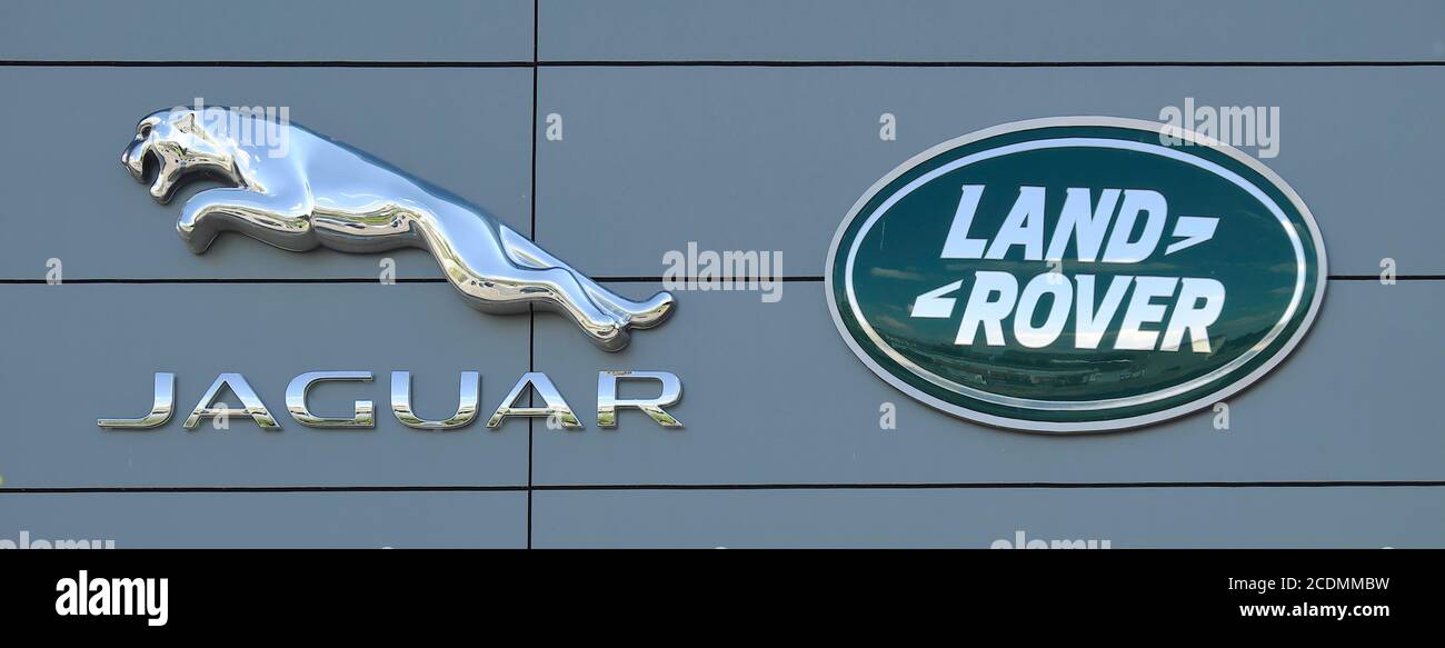 Jaguar, Landrover, Car brand sign, Munich, Bavaria, Germany Stock Photo ...