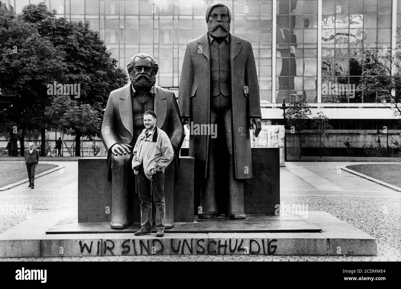 Marx Engels Monument at the Marx Engels Forum, background Palace of the ...
