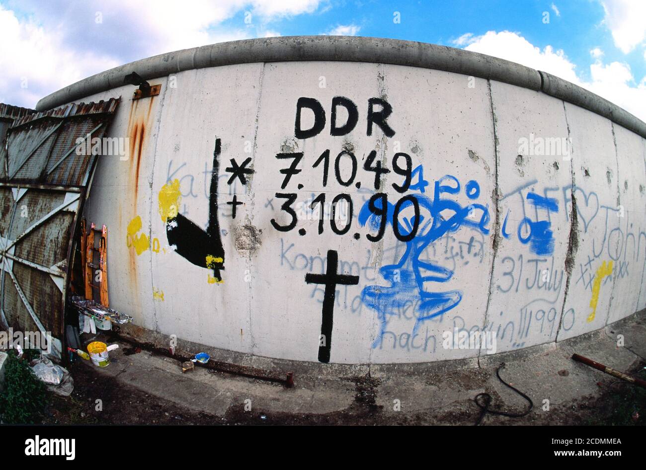Mauer with DDR data, Festival of Unity, Berlin, Germany Stock Photo - Alamy