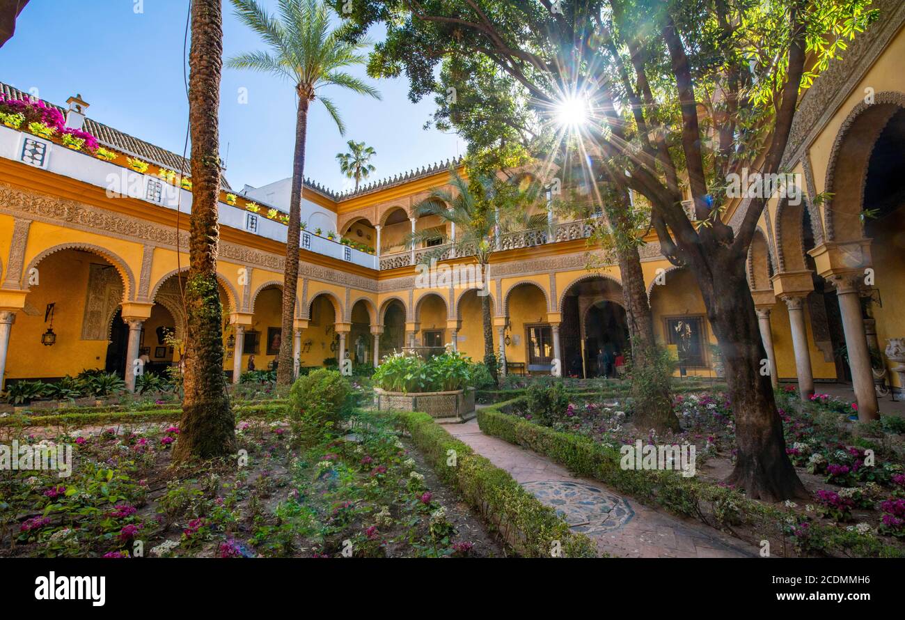 Patio with colonnade, inner courtyard with flowerbeds, Andalusian noble ...