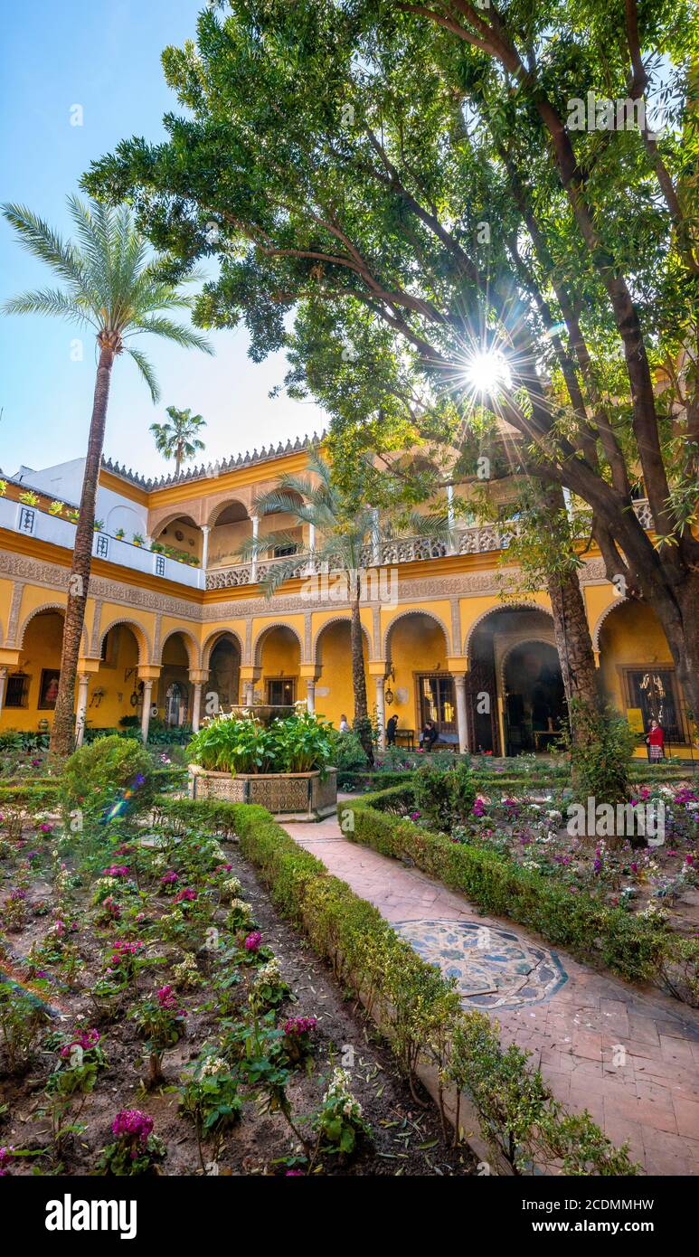 Patio with colonnade, inner courtyard with flowerbeds, Andalusian noble ...