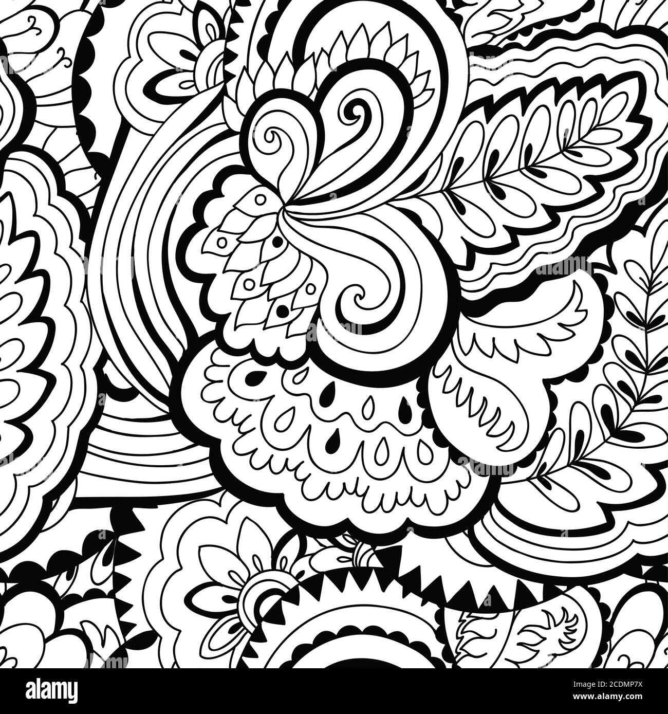 Seamless psychedelic pattern with crazy black and white ornamental ...