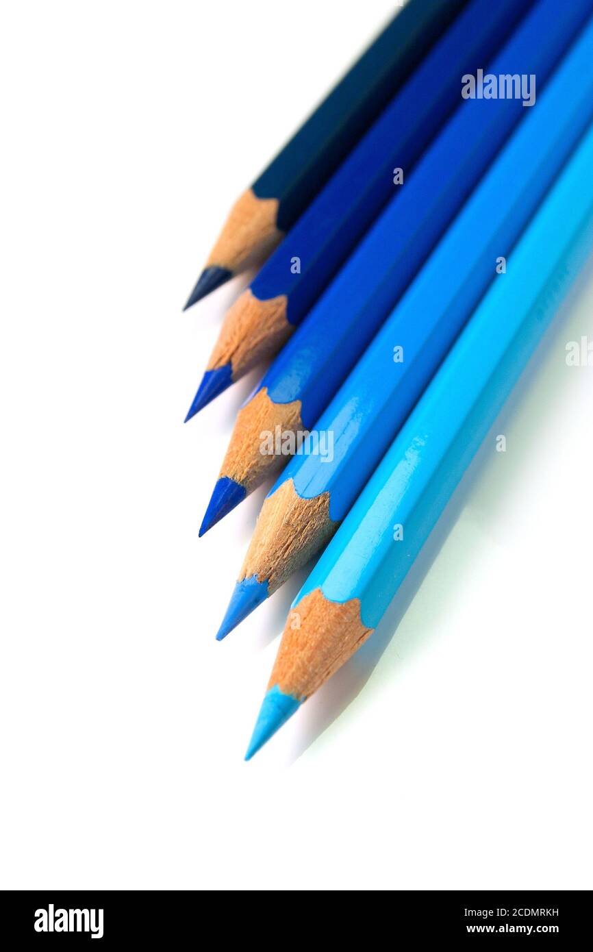 Blue Color Pencils Stock Photo - Alamy