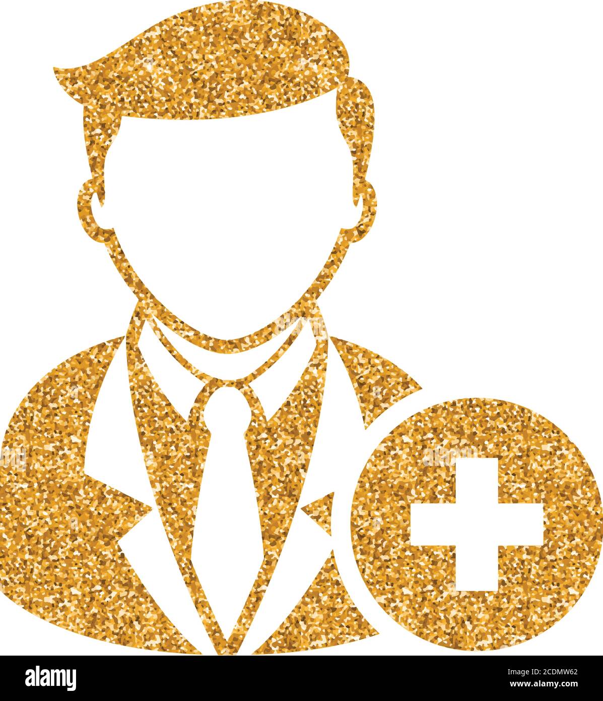 Businessman with plus sign icon in gold glitter texture. Sparkle luxury ...