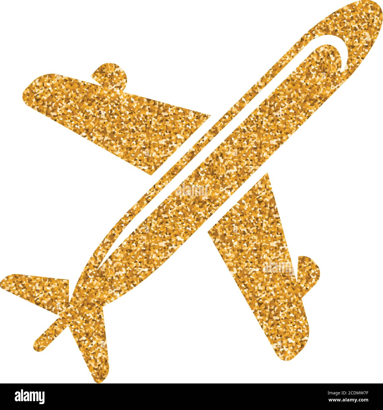 Airplane icon in gold glitter texture. Sparkle luxury style vector ...