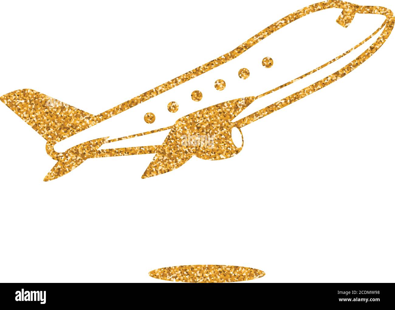 Airplane icon in gold glitter texture. Sparkle luxury style vector ...