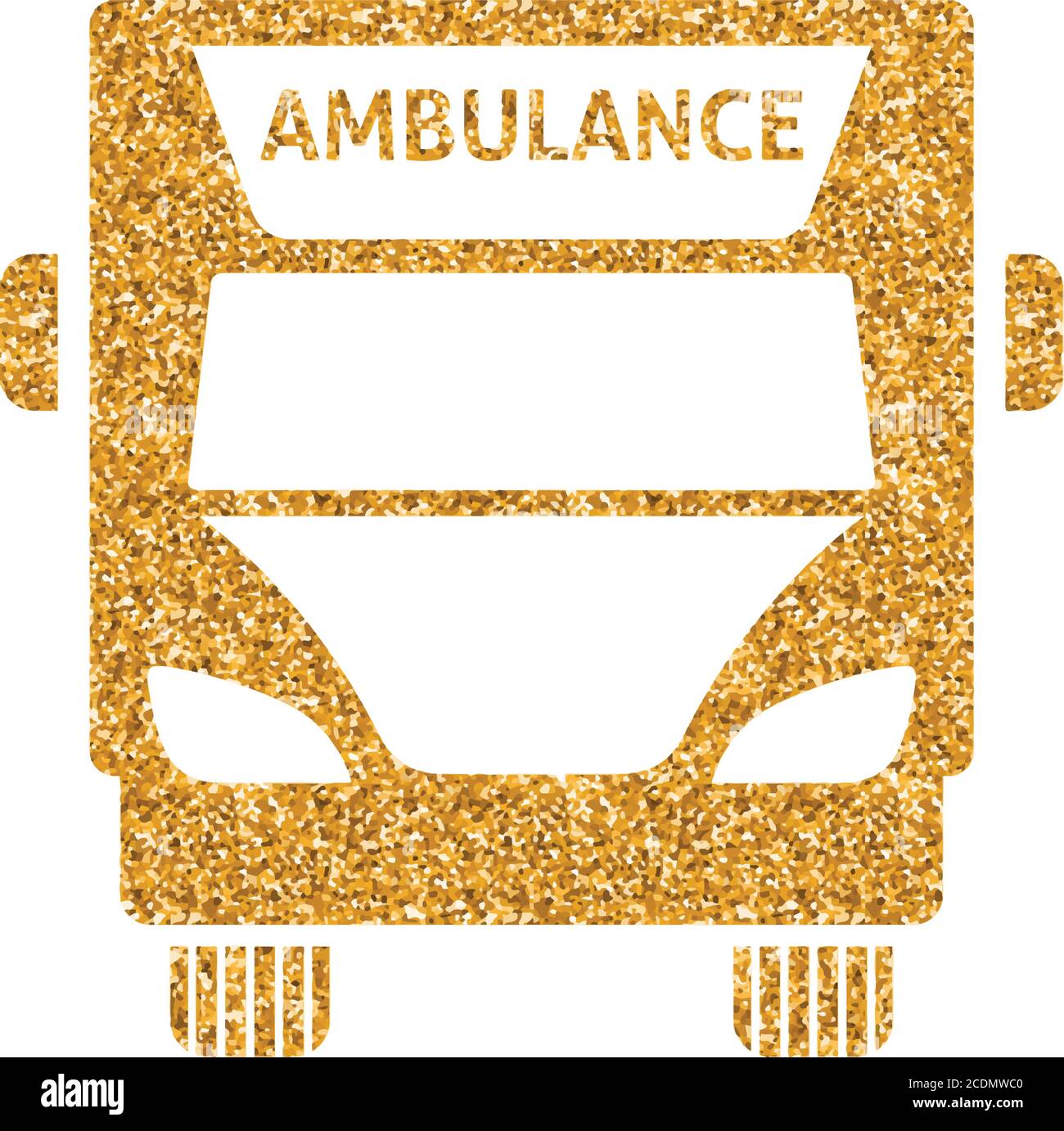 Ambulance icon in gold glitter texture. Sparkle luxury style vector ...