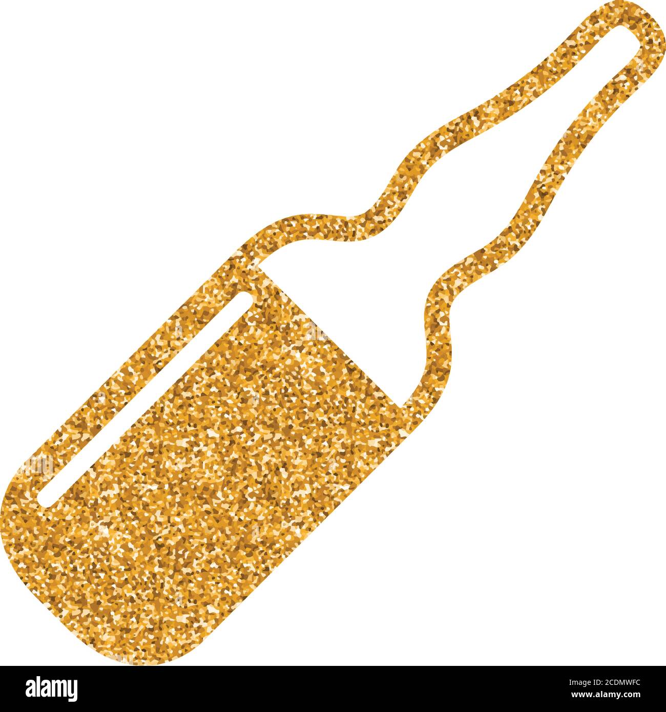 Ampule icon in gold glitter texture. Sparkle luxury style vector ...