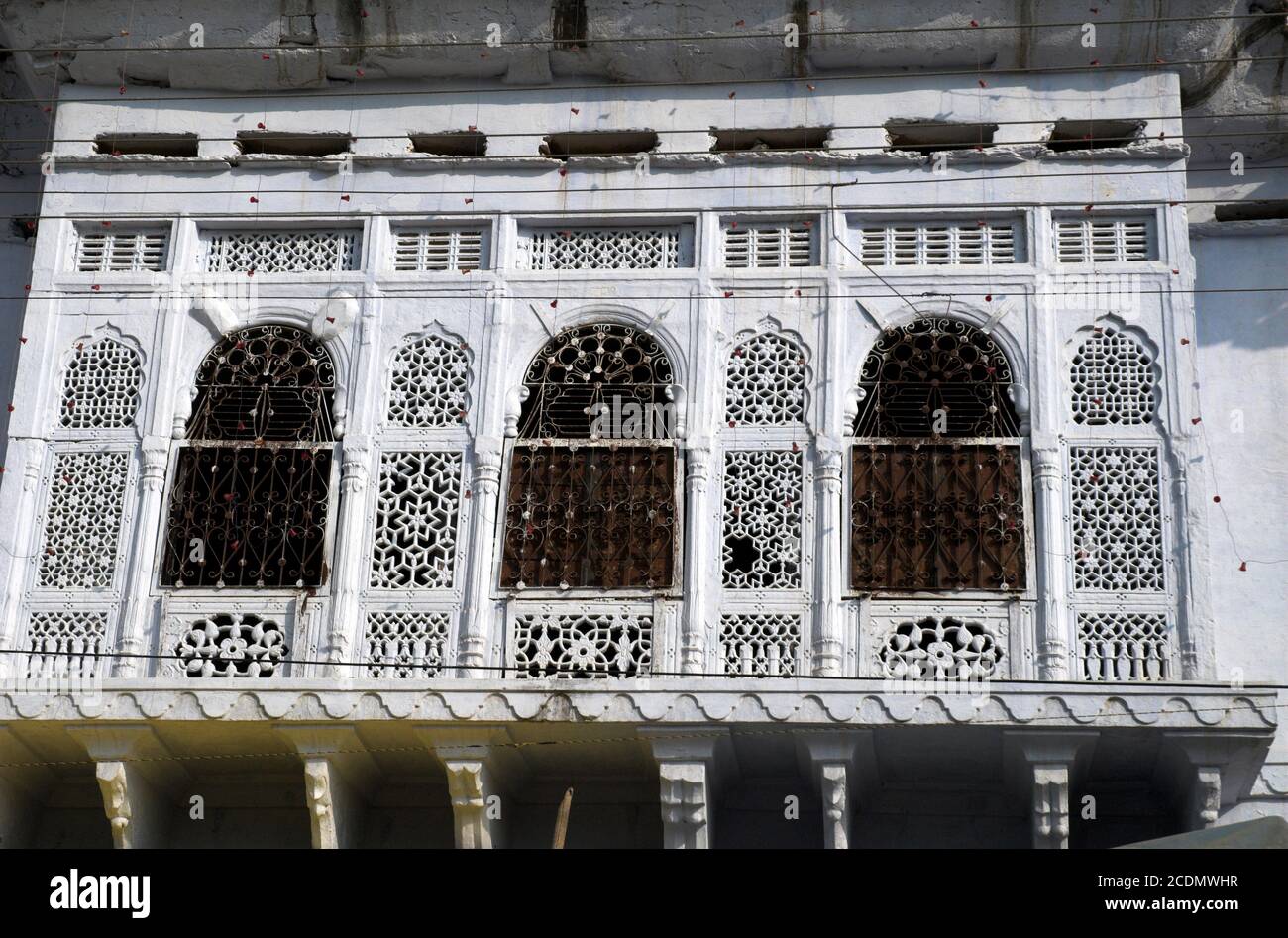 Intricately carved Rajasthani window boxes at Pushkar, Rajasthan, India ...