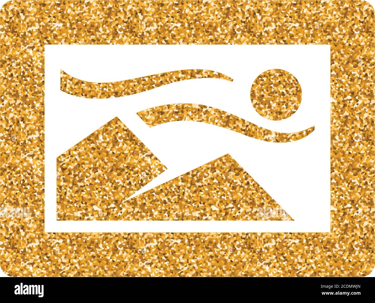 Painting frame icon in gold glitter texture. Sparkle luxury style ...