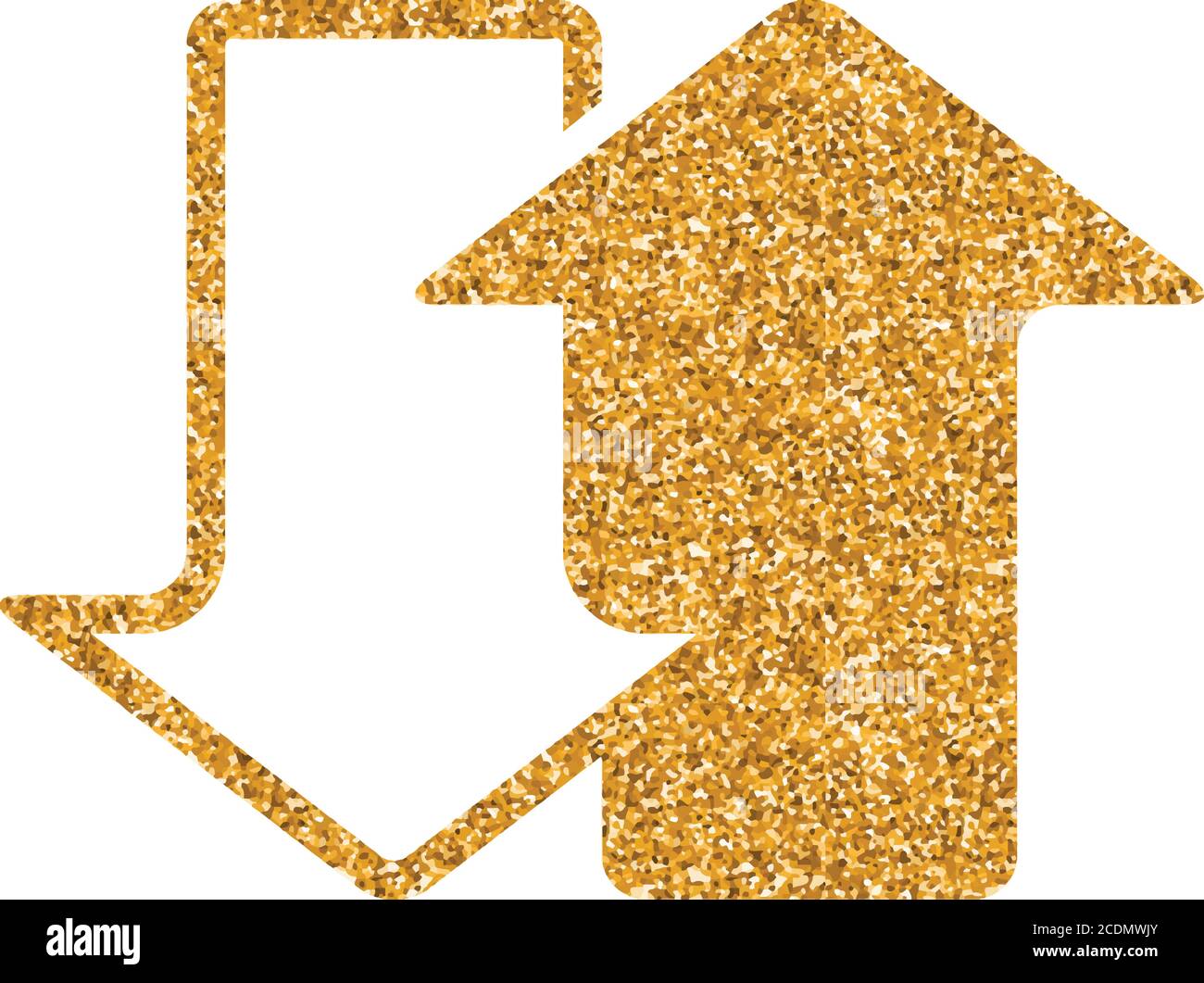 Arrows icon in gold glitter texture. Sparkle luxury style vector ...