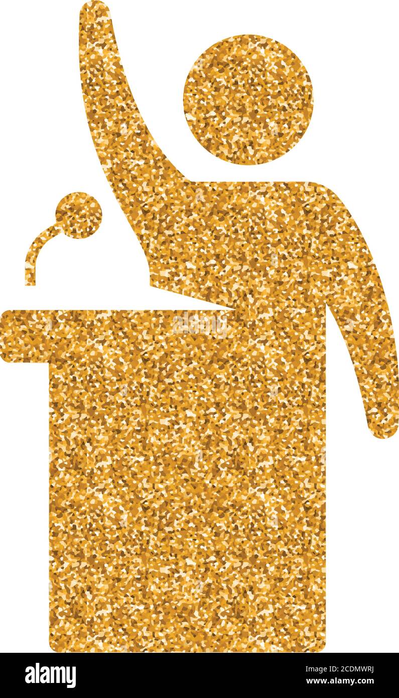 Auctioneer icon in gold glitter texture. Sparkle luxury style vector ...